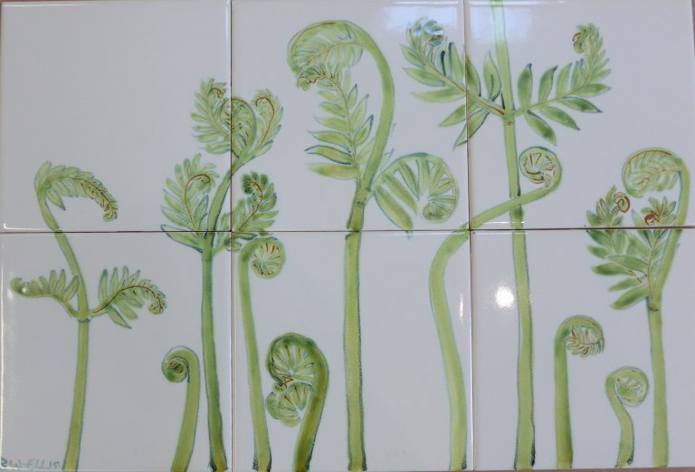 Painted ferns tiles splashback - Handmade tiles for your kitchen and ...
