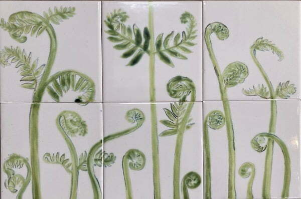ferns tile panel. 6 decorated tiles. - Handmade tiles for your kitchen ...